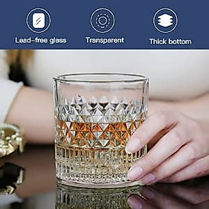 classic whisky Glasses Whiskey Glass for Scotch, Bourbon, Liquor and Cocktail Drinking Gift - Set of 4