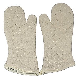 Nouvelle Legende® Cotton Quilted Terry Oven Mitts Long Lasting Heat Resistance Protection 17 Inches Set of 2