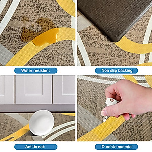 Artnice Mat for Standing Desk One Piece, Modern Abstract Design Anti Fatigue Mats for Kitchen Floor,Waterproof Memory Foam Kitchen Rugs,Cushioned Comfort Mat for Home & Office, 17.5"x32",Brown