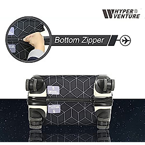 HYPER VENTURE Washable Luggage Cover - Fashion Suitcase Protector Fits 18-22 Inch Luggage (Black Maze, S)