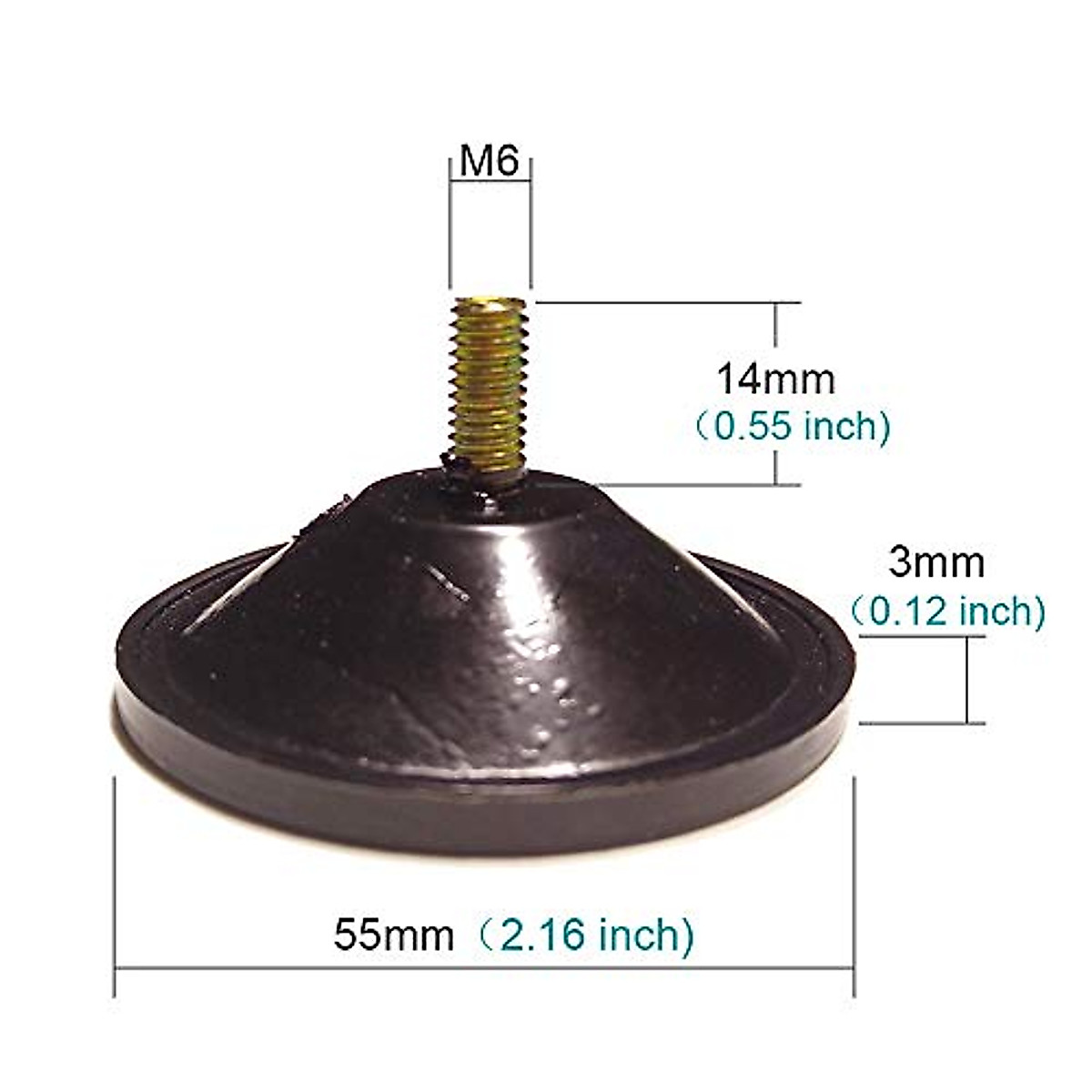 M6 - D 5.5 cm (D 2.16") Strong Thickened Edge PVC M6 Thread Screw Suction Cup Hook with Lock Nut for Enhanced Suction,6 Pieces,Recommend (Black)