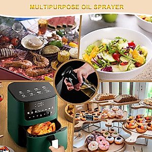 Olive Oil Sprayer for Cooking - 200ml Olive Oil Mister Glass Oil Spray Bottle, Refillable Food Grade Oil Vinegar Spritzer Sprayer Bottles for Kitchen, Air Fryer, Salad, Baking, Grilling, Frying