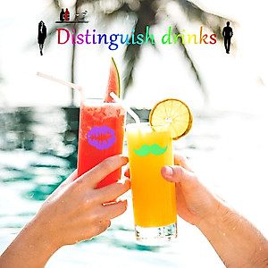 WZT 30 Pieces Silicone Drink Markers Wine Glass Markers Wine Charms Wine Glass identifier for Bar Party Family Drink Charms Multi，Dinner Parties