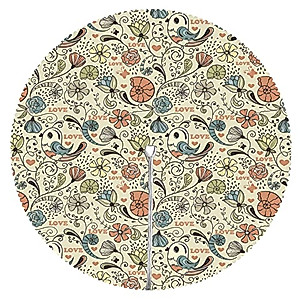 Lirduipu Animal Pattern Round Outdoor Tablecloth,Round Table Cloth Washable Water Resistance Tablecloth with Umbrella Hole Zippered,for Umbrella Table Patio Garden(52" Round,Eggshell and Multicolor)