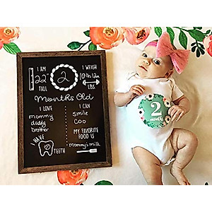 Baby Monthly Milestone Chalkboard | 12" x 16" Wood Framed Reusable Monthly Baby Milestone Board | Baby Calendar First Year