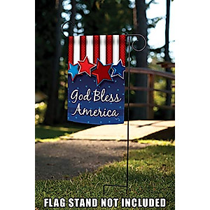 Toland Home Garden 1112384 God Bless America Stars Patriotic Flag 12x18 Inch Double Sided Patriotic Garden Flag for Outdoor House 4th of July Flag Yard Decoration