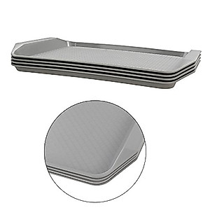 Anbers Grey Plastic Serving Tray/Cafeteria Fast Food Tray,12" by 16", Pack of 4