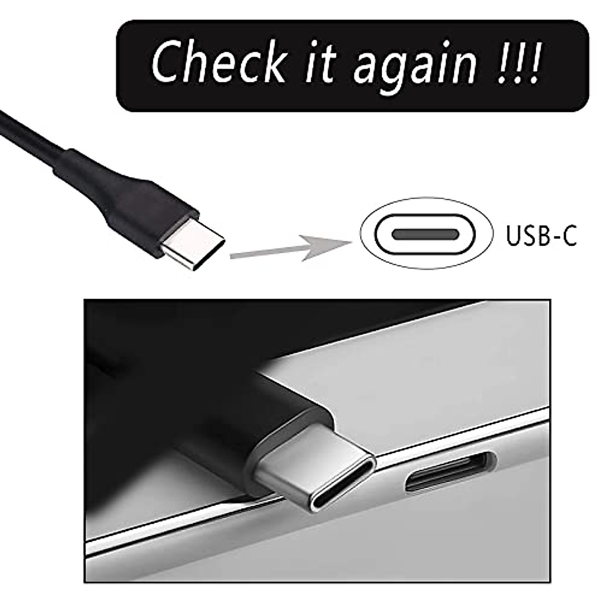 65W 45W USB C Laptop Power Replacement Adapter Charger for Lenovo Chromebook/Yoga/ThinkPad L580 L590 E580 E585 P43s P53s with Power Cord