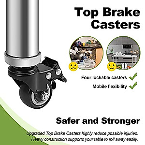 HXCFYP Stainless Steel Table for Prep & Work with Caster 24x24 Inches, NSF Metal Commercial Kitchen Table with Under Shelf and AdjustableTable Foot for Restaurant, Home and Hotel