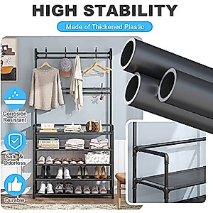 Liwarace Metal Clothing Rack,Clothes Garment Coat Rack with Bottom Shelf, Clothing Rack for Hanging Clothes, Coats, Skirts, Shirts, Sweaters, Black