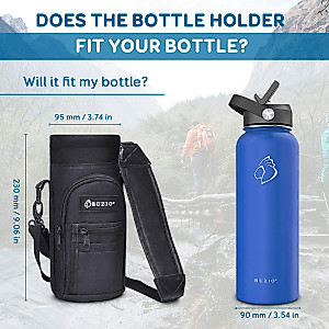 BUZIO Water Bottle Holder Carrying Pouch for 40 oz Bottles - Carry, Protect and Insulate Your Flask with This Military Grade Carrier an Adjustable Padded Shoulder Strap