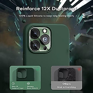 TOCOL 5 in 1 for iPhone 13 Pro Max Case, with 2 Pack Screen Protector + 2 Pack Camera Protector, Liquid Silicone [Anti-Scratch], Alpine Green