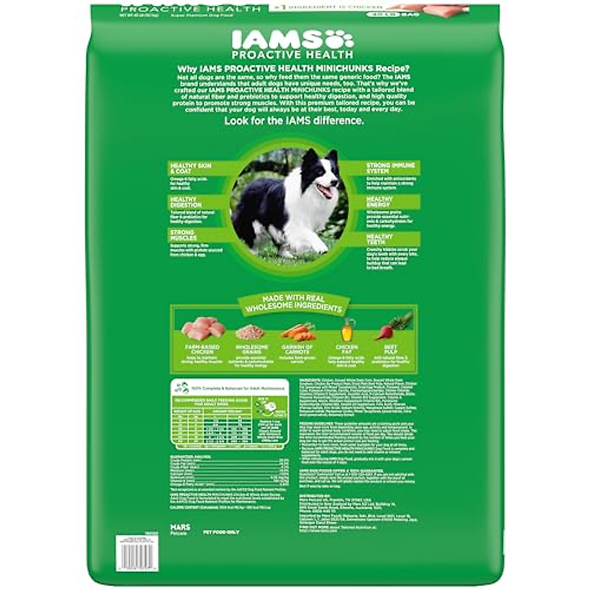 IAMS Adult Minichunks Small Kibble High Protein Dry Dog Food with Real Chicken, 40 lb. Bag