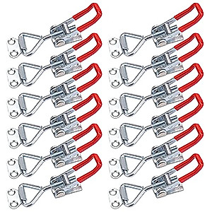 Hedume 12 Pack Pull Latch, Metal Adjustable Door Cabinet Box Case Toggle Latch Hasps Toggle Clamp, 4001, 220Lbs Holding Capacity