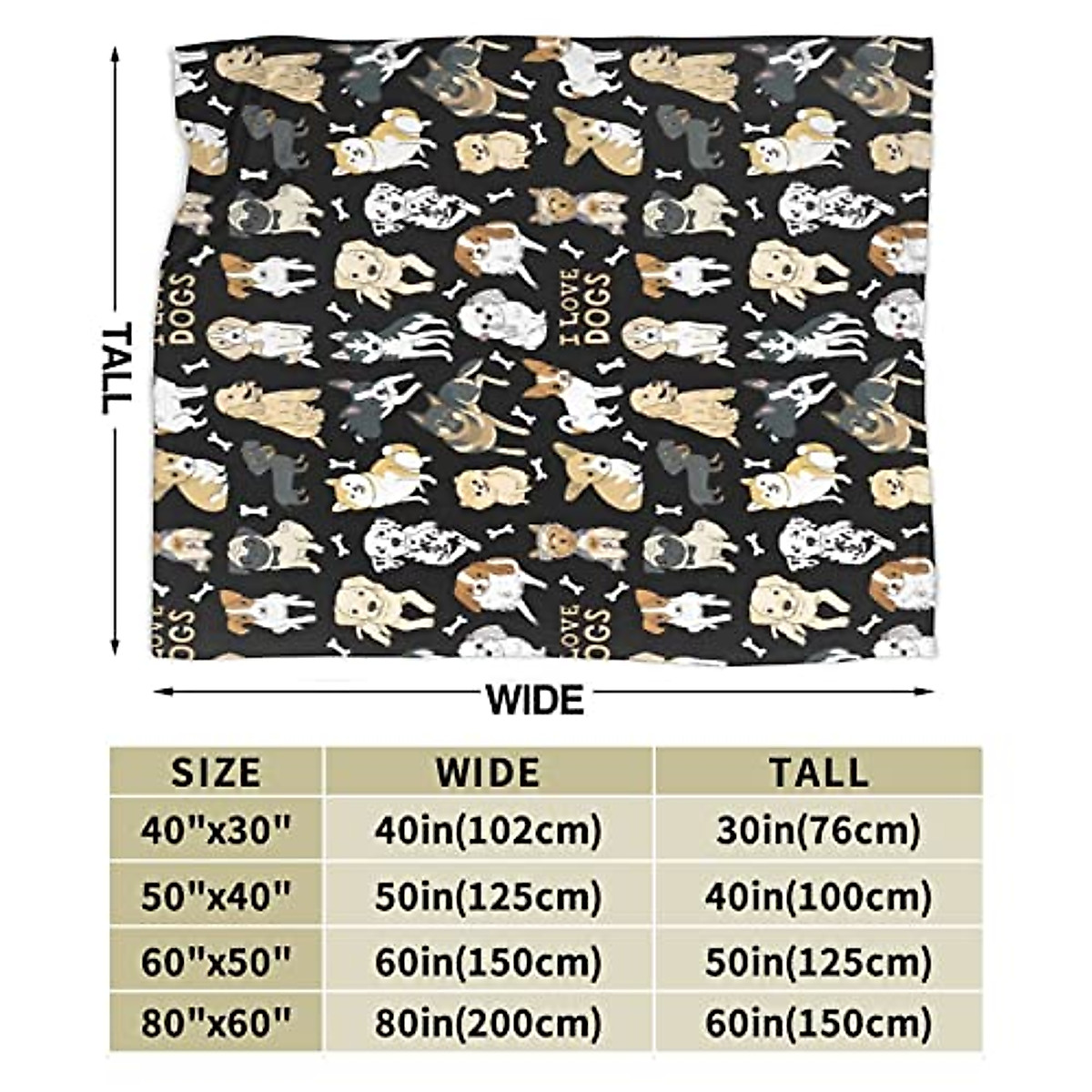 Wisedeal Cute Dog Animal Theme Throw Blanket, Comfort Fleece Blanket, Daughter Mom Friend Aunt Lover Dog Women Blanket Couch Gifts for Couch Sofa Chair Bed Office Travelling Camping 50"x 60"