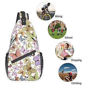 Ohiokwei Butterfly Sling Bag Crossbody Travel Hiking Chest Backpack Shoulder Daypack For Women Men