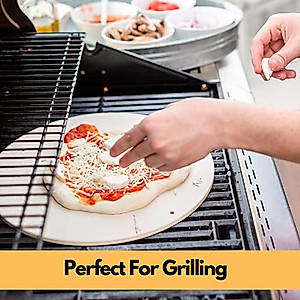 CookIdea Pizza Grilling Stones Baking Set for Oven and BBQ, Set of 3 Including Round Pizza Stone Diameter 15'', Pizza Peel and Pizza Cutter for Pizza Making at Home