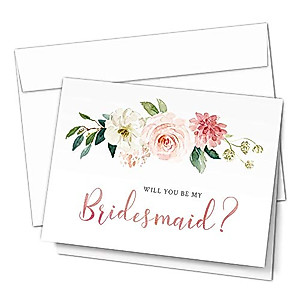 Hat Acrobat Bridesmaid Proposal Cards. 8 Will You Be My Bridesmaid and 2 Maid of Honor Cards with Envelopes. Set of 10 Elegant Floral Cards for the Bridal Party