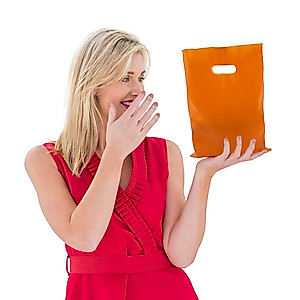 40PCS Orange Plastic Gift Bags Candy Bags Die Cut Plastic Bags are Sturdy Party Assorted Plastic Bag Gift Bag