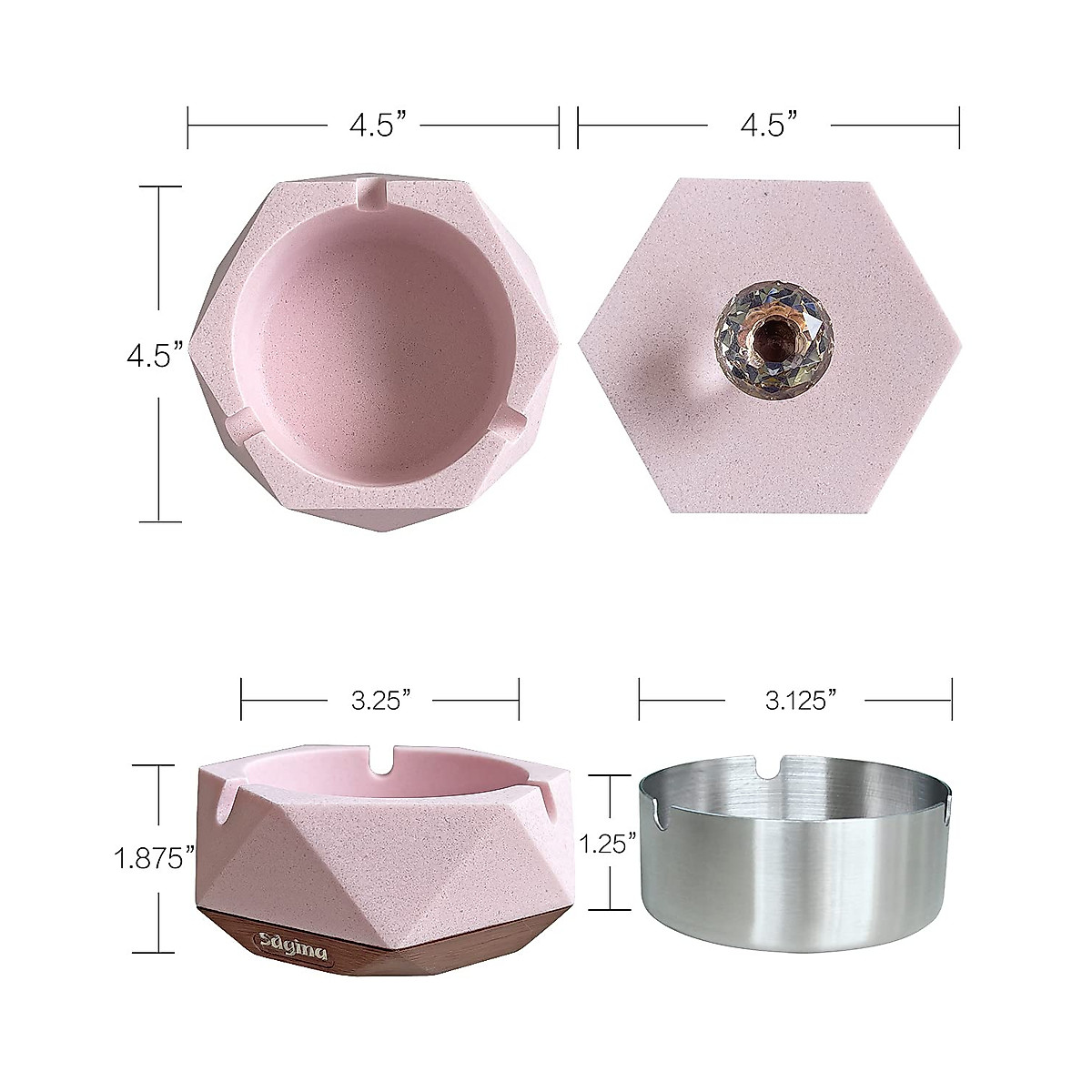 Cute Ashtray for Women, Unique Design Ashtray with Lid and Removable Liner, Easy to Clean, Perfect Pink Ash Trays Indoor, Funny Ashtray Gift for Cigarette Smokers