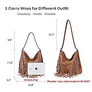 Shoulder Bags for Women Crossbody Bags Hobo Fringe Handbag Purse Satchel Tassel Bag Large Multi Pocket Adjustable Strap