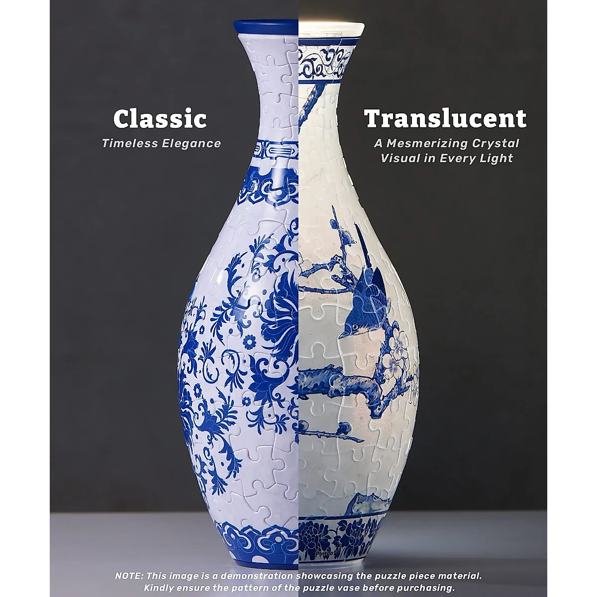 Pintoo 3D Puzzle Vase Unique Flower Vase Made by 160 Curved Plastic Puzzle Pieces House Warming Gift for Flower Arrangements and Home Decoration - [S1033] (Classic, Blooming Season)