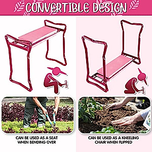 Garden Kneeler and Seat with Tool Pouch, 2 in 1 Foldable Garden Bench with Soft EVA Foam Kneeling Pad, Portable Kneeler Seat for Gardening, Outdoor Garden Stool