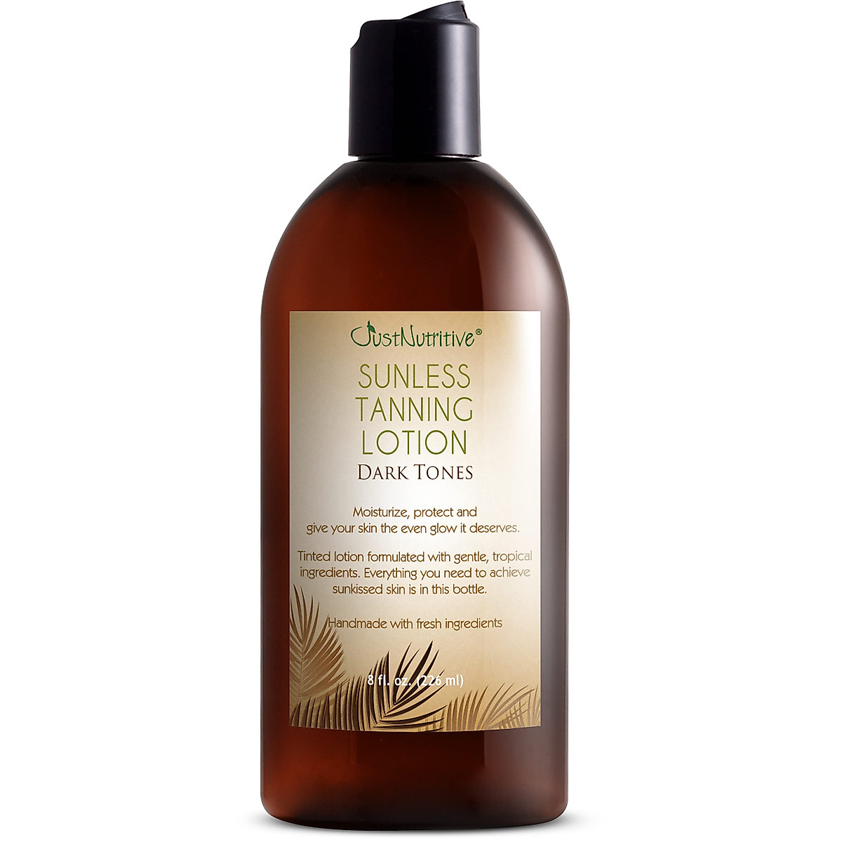 Sunless Tanning Lotion Dark Tones | Indoor Self- Tanner | Dark Tanning Lotion | Body Tanning Lotion | Sun Kiss Glow | Self-Tanning Lotion with Bronzer | Just Nutritive | 8 Oz