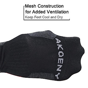 AKOENY Men's Athletic Ankle Socks Running Cushoned Quarter Socks Men, Size 9-12, Black, 6 Pairs