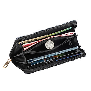 Wytidian Skull Wallets for Women, Zip Around Goth Wallet Large Capacity Phone Case Long Purse Credit Card Clutch for Women Ladies Girls (Goth Bat)