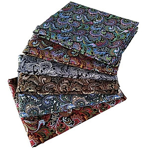 Gigicloud 6 Pcs Quilting Cotton Fabric Squares Sheets, Colorful Paisley Floral Pattern Cotton Fabric Quilting Patchwork Fabric Sewing Quilting Bundle Squares Patchwork for Sewing Crafting Project