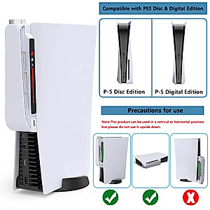 Geekria PS5 Cooling Fan Horizontal & Vertical Setup, Efficient Centrifugal Cooling System with 3 Level Adjustable Fan, LED Indicator & USB Port for Playstation 5 Disc & Digital Edition Console