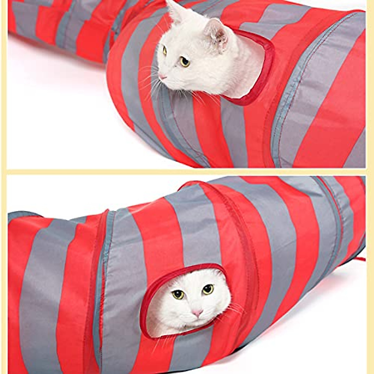 Tfwadmx Rabbit Tunnel and Tube Collapsible Bunny Tunnel Toys Small Animal Acitivity Hideout with 3 Pack Chew Grass Ball for Guinea Pig Chinchilla Ferret Cat Hamster Rat
