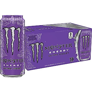 Monster Energy Ultra Violet, Sugar Free Energy Drink, 16 Ounce (Pack of 15)