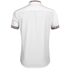 COOFANDY Men's Slim Fit Dress Shirt Short Sleeve Business Casual Shirts White