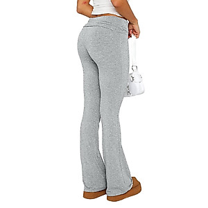 PRIVIMIX Women's Low Waisted Flare Leggings Bell Bottom Casual Lounge Bootcut Yoga Pants Sweatpants Light Grey