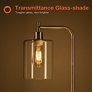 addlon Floor Lamps for Living Room with Gradient Gray Glass lampshade, Modern Floor Lamp with LED Bulbs, Industrial Standing lamp for beroom, Bright Tall Pole Lamps Office - Black