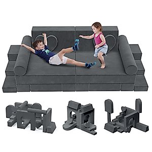 Modular Play Couch for Kids Toddler - 14PCS Kids Sofa to Boost Creativity, Boys and Girls DIY Creativing Playroom Couch for Playroom Bedroom Nursery