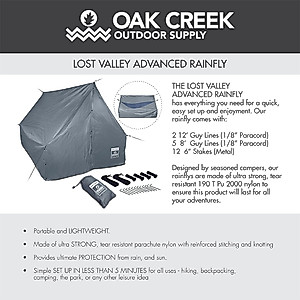 Oak Creek Advanced Hammock Rain Fly. 110 Inch Multipurpose Rainfly for Hammocks. Provides Protection from The Elements. Lightweight Waterproof Tarp Works with Any Camping Hammock