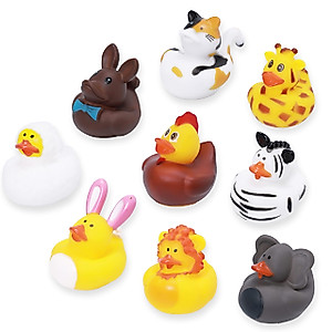 JOYIN 18 Pcs Easter Egg Filled with Animal Rubber Ducks, Easter Theme Party Favor for Kids, Easter Eggs Hunt, Summer Beach, Pool Activity, Basket Stuffers Filler, and Classroom Prize Supplies