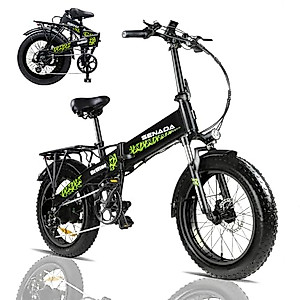 SENADA Drifter Folding Electric Bike for Adults 20 X4.0 Fat Tire Electric Bicycle (Black)