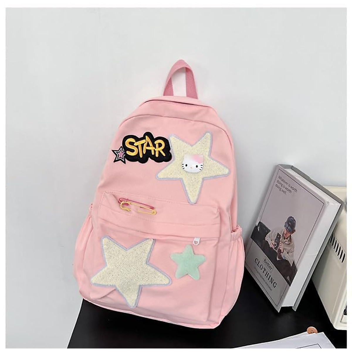 Cute Backpack for Women Men, Kawaii Y2K Grunge Trendy Harajuku Hiking Travel Backpack Aesthetic Daypack Chic Backpack (pink)