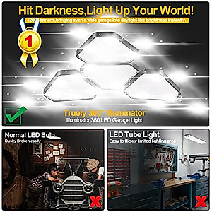 YWD LED Garage Lights 2 Pack 120W 12000 Lumens 6500K Daylight with Deformable Garage Ceiling Light E26/E27 LED Shop Light for Garage Basement Workshop Warehouse