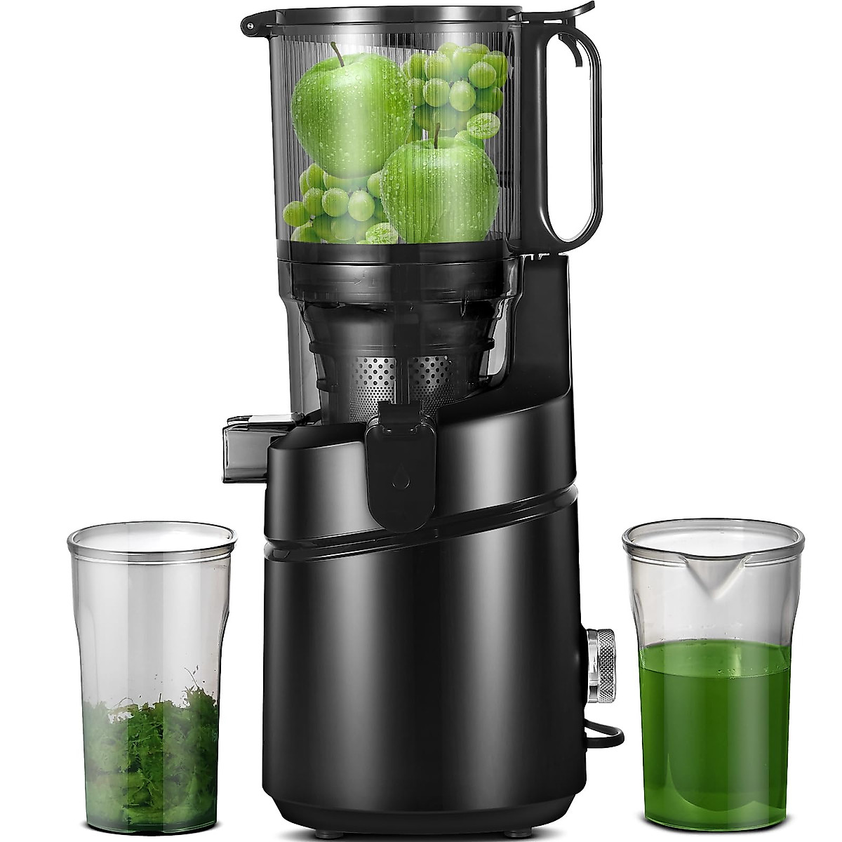 Juicer Machines, AMZCHEF 5.3-Inch Self-Feeding Masticating Juicer Fit Whole Fruits & Vegetables, Cold Press Electric Juicer Machines with High Juice Yield, Easy Cleaning, BPA Free, 250W