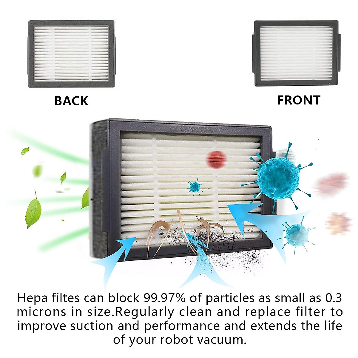 Amyehouse Brush Hepa Filter Accessory Kit Replacement Compatible with Roomba I & J Series i1 i3 i4 i6 i7 i8 J7 J5 J6 J8 J9 Including 2 Extractor 10 Filters 10 Side Brush & 5 Bags