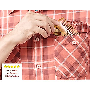 Wooden Beard Comb & Case, Dual Action Fine & Coarse Teeth, Perfect for use with Balms and Oils, Top Pocket Comb for Beards & Mustaches by Viking Revolution