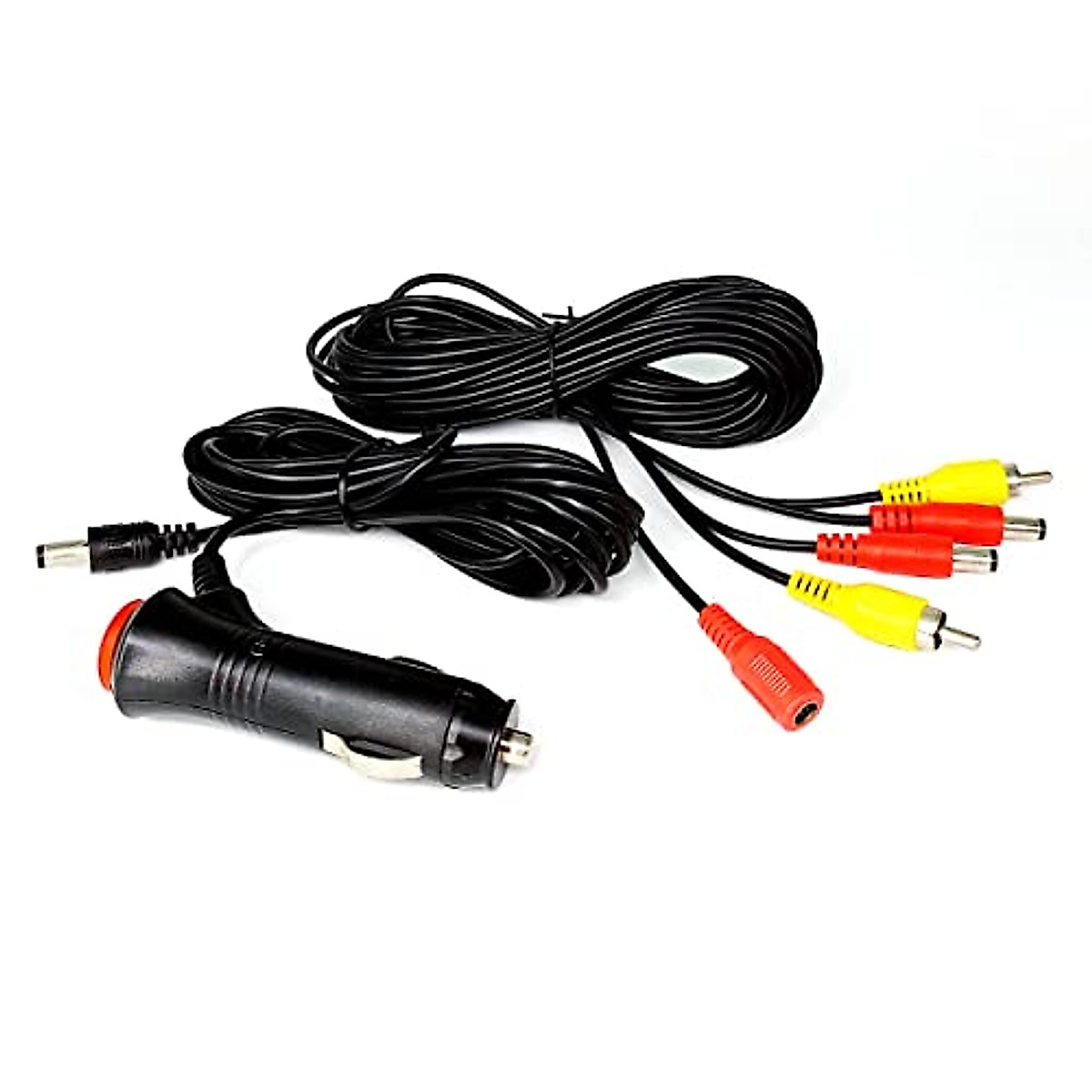 Universal 12V 24V Car Cigarette Lighter 7m Video Wire Cable + 3m RCA Video Power Cable Adapter Plug with Switch Power Cord for Rearview Camera Connect Car Monitor Power Wire Adapter Plug Easy Install