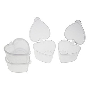 24 Pack Slime Containers with Lid, Small Heart-Shaped Plastic Foam Ball Clay Beads Storage Box with Lids for DIY Slime + 3PCS Tools