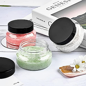 TUZAZO 5 Oz Plastic Container Tuscany Jars with Lids BPA Free, 12 Pack Empty Round Clear Cosmetic Containers Body Butter Jars for Lotion, Cream, Gel, Sugar Scrub