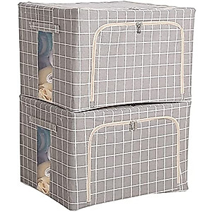 ZyHMW Large Foldable Clothing Storage Bags 2PCS, 66L Clothes Storage Bins, Thick Fabric Closet Organizers and Storage (Color : Bb) (Color : Bb)
